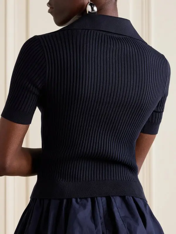 PATOU Ribbed Cotton Polo Shirt