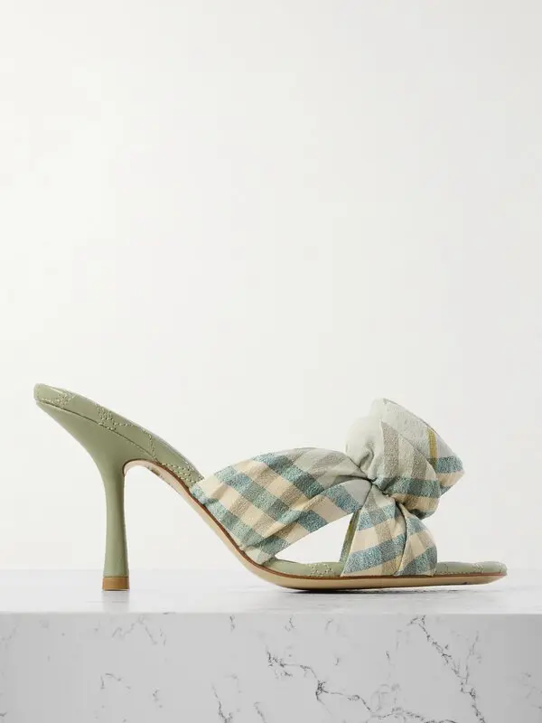 Burberry Checked Stretch-linen Mules - Neutrals