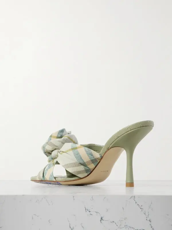 Burberry Checked Stretch-linen Mules - Neutrals