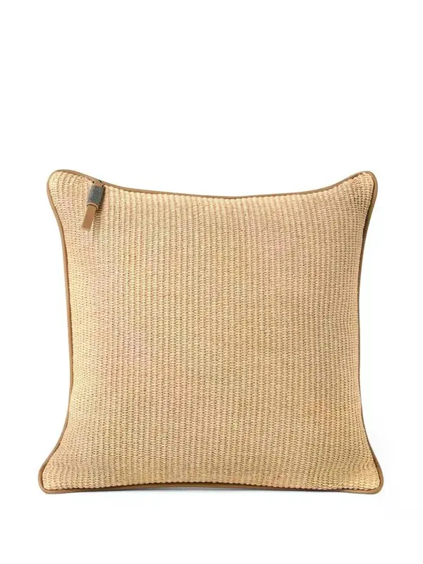 Brunello Cucinelli Techno Raffia Cushion - Brown
