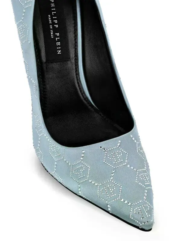 Philipp Plein Monogram Embellished Satin Pumps - Blue