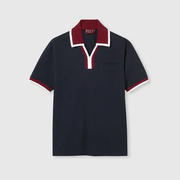 Gucci Cotton Piquet Polo Shirt - Blue | Editorialist