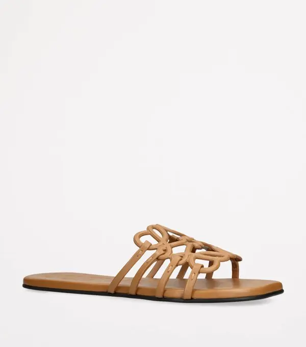 Loewe Leather Anagram Petal Slides - Beige