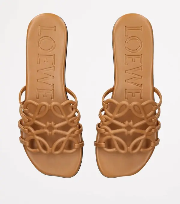 Loewe Leather Anagram Petal Slides - Beige