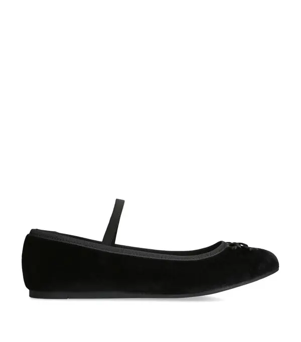 PAPOUELLI Velvet Ballet Flats - Black
