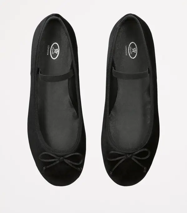 PAPOUELLI Velvet Ballet Flats - Black