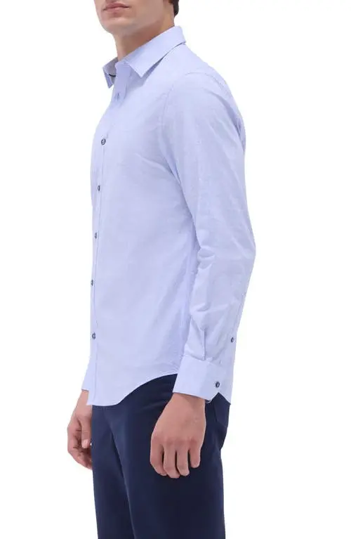 Bugatchi Julian Geometric Jacquard Stretch Cotton Button-up Shirt - Sky
