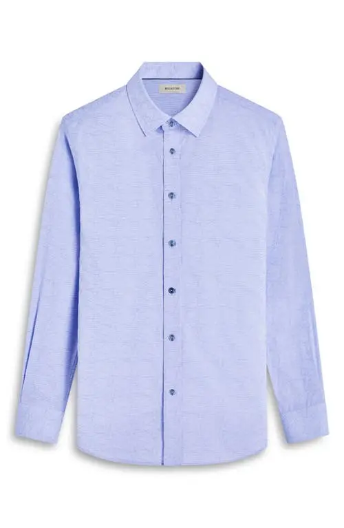 Bugatchi Julian Geometric Jacquard Stretch Cotton Button-up Shirt - Sky