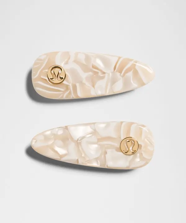 Lululemon Alligator Hair Clips - Light Ivory/white