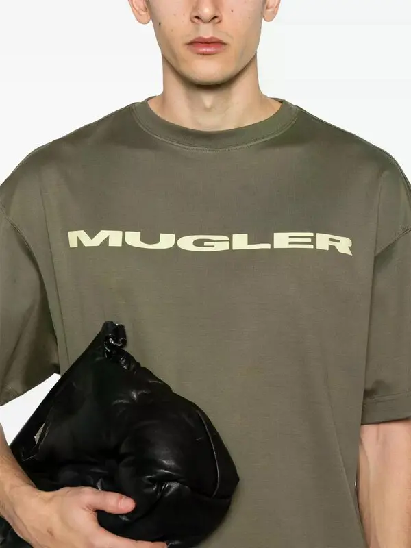 MUGLER Logo-appliqué T-shirt - Green