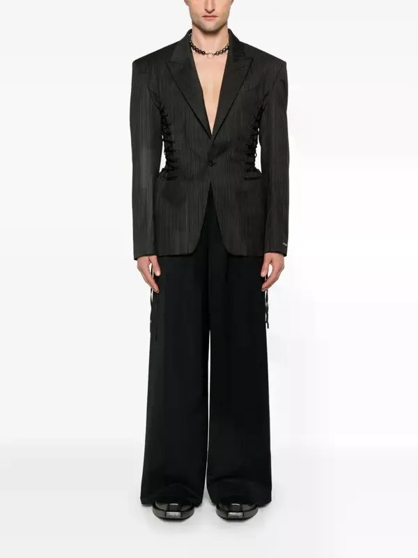 MUGLER Pinstriped Lace-up Blazer
