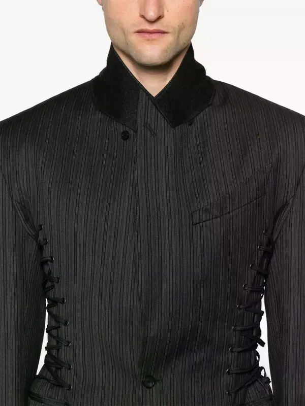 MUGLER Pinstriped Lace-up Blazer