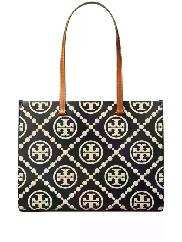 Tory Burch T Monogram Contrast Tote - Black