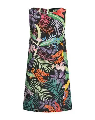 120% Lino Mini Flared Floral-print Linen Dress - Black