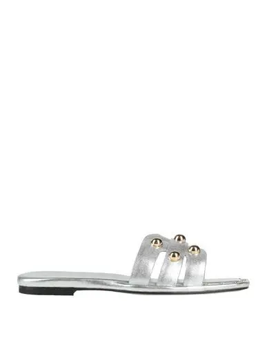 Maje Glossed-leather Sandals - Silver