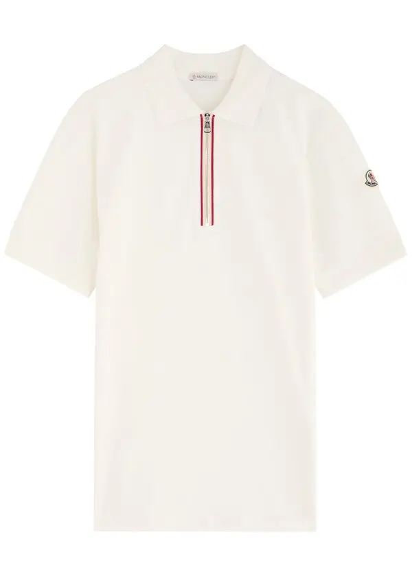 Moncler Half-zip Piqué Cotton Shirt - White