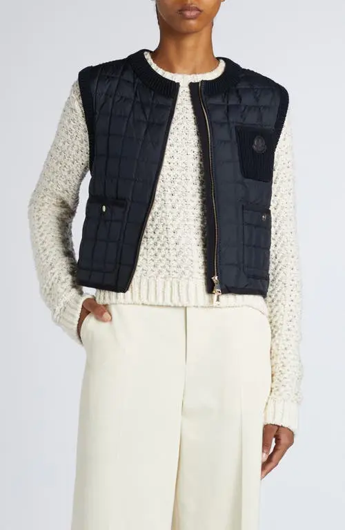 Moncler Box Quilted Down Vest - Navy Blue