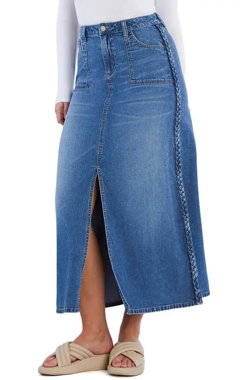 WASH LAB DENIM Braided Denim Maxi Skirt - Cottage Denim