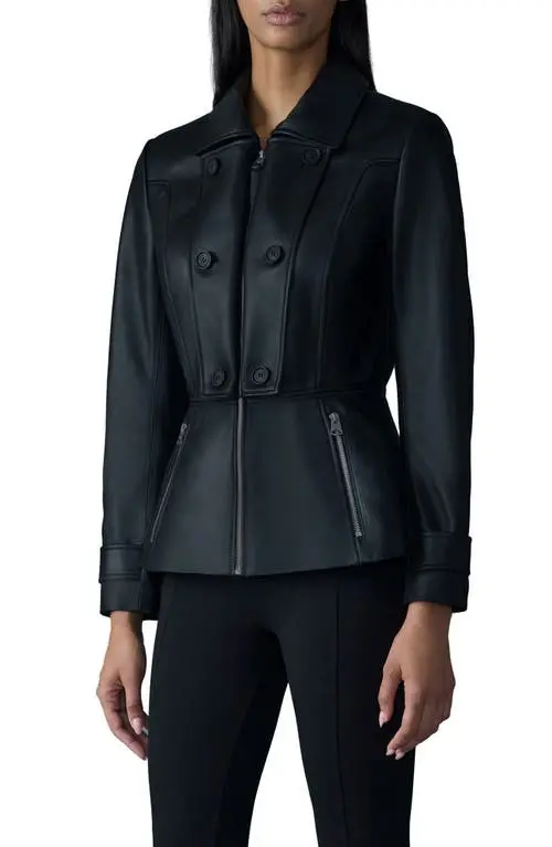 Mackage Barbara Leather Peplum Jacket - Black
