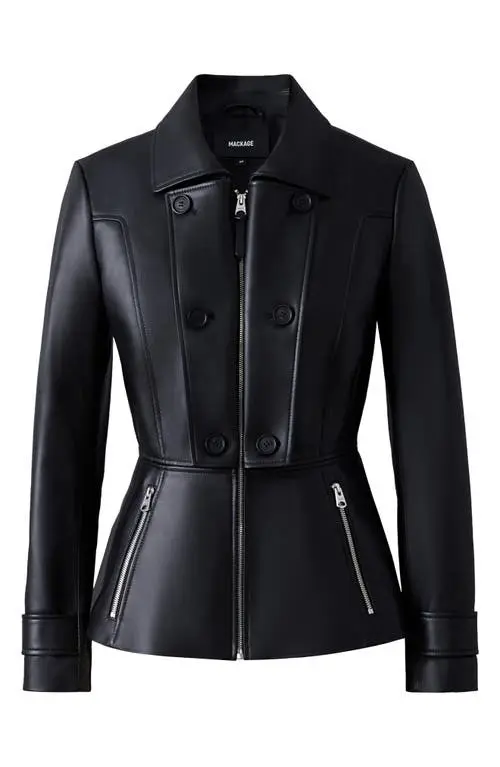 Mackage Barbara Leather Peplum Jacket - Black
