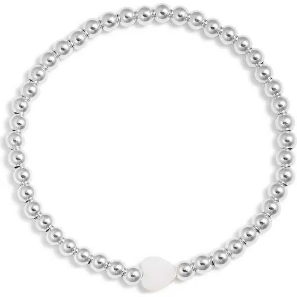 NASHELLE Heart & Bead Stretch Bracelet - Sterling Silver