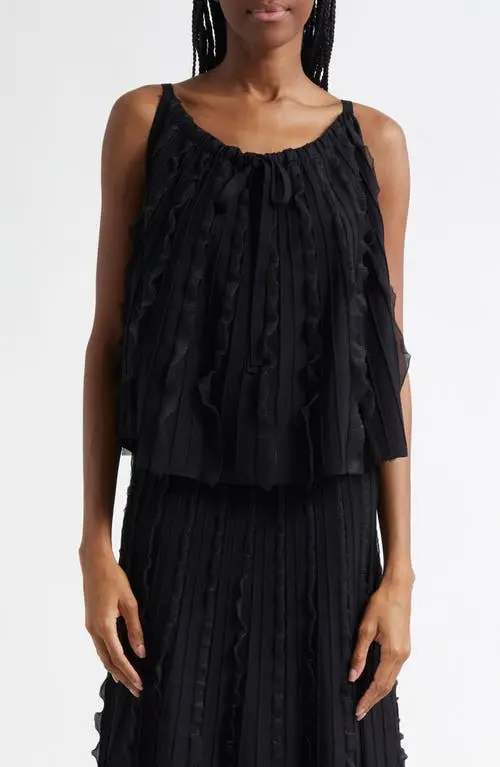 Emporio Armani Pleated Mixed Media Tank