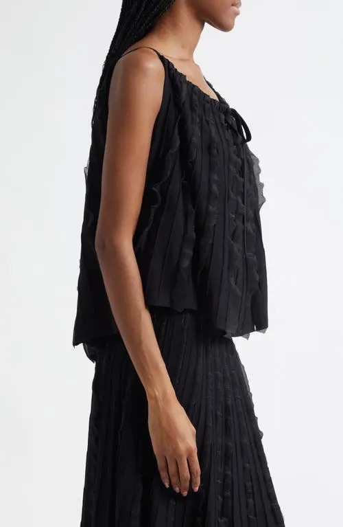 Emporio Armani Pleated Mixed Media Tank