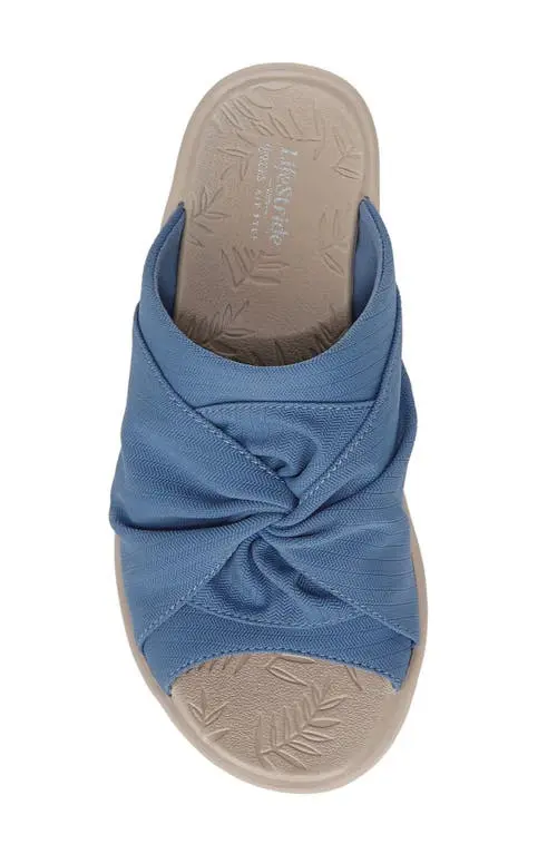 LIFESTRIDE Bzees Smile 3 Open Toe Wedge Slide Sandal Wide Width Available - Blue
