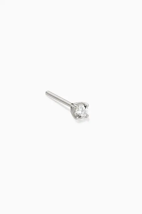 ORADINA 14k Gold Diamond Mini Stud Earring - White Gold