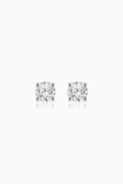 ORADINA 14k Diamond Mini Stud Earrings - White Gold