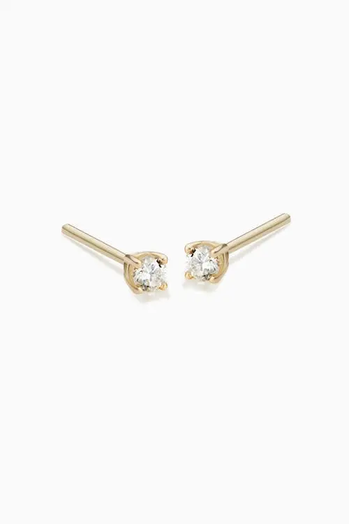 ORADINA 14k Diamond Mini Stud Earrings - Yellow Gold