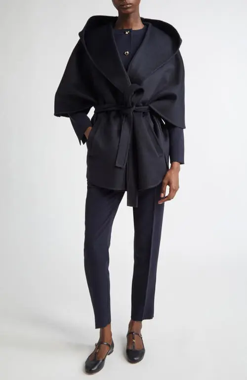 Max Mara Yana Knot Button Cady Crop Jacket - Navy