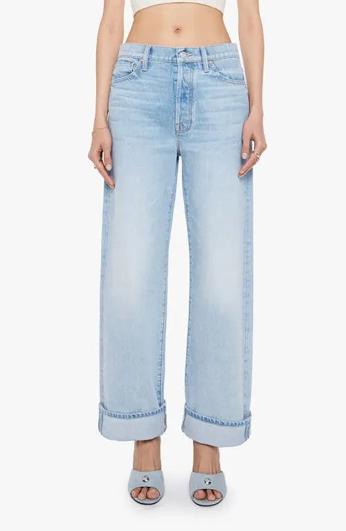 MOTHER The Dodger Button Hover Cuff Wide Leg Jeans - I Could Care Less