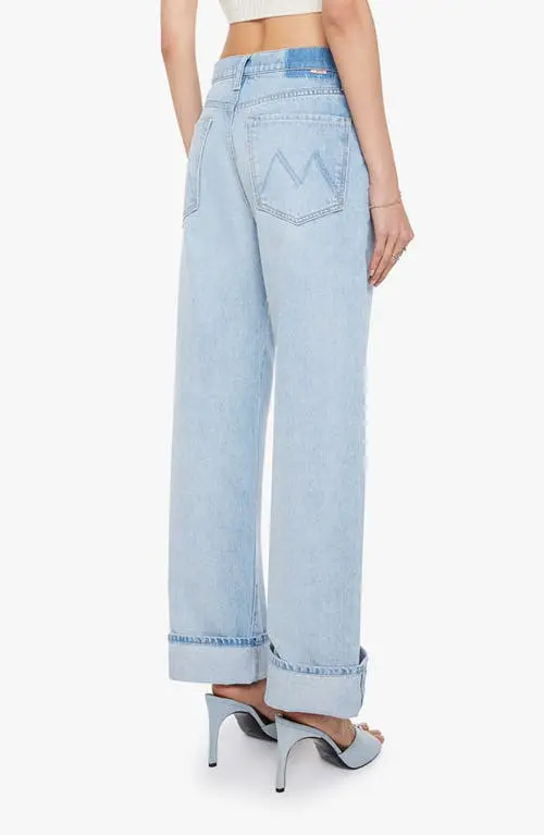 MOTHER The Dodger Button Hover Cuff Wide Leg Jeans - I Could Care Less