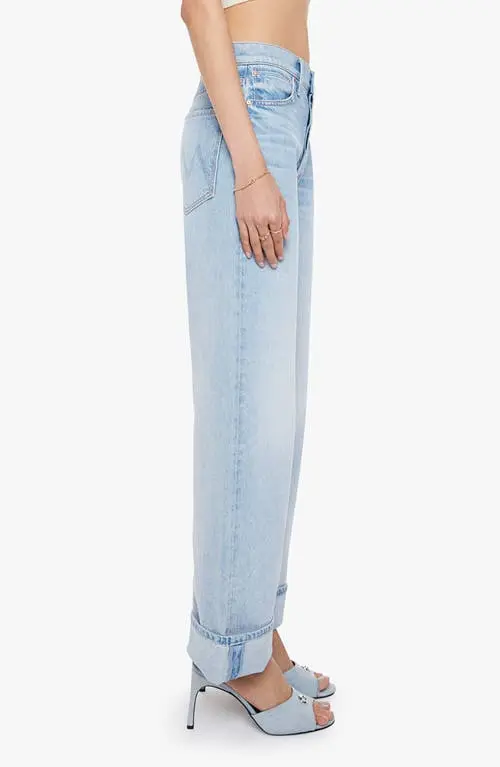MOTHER The Dodger Button Hover Cuff Wide Leg Jeans - I Could Care Less