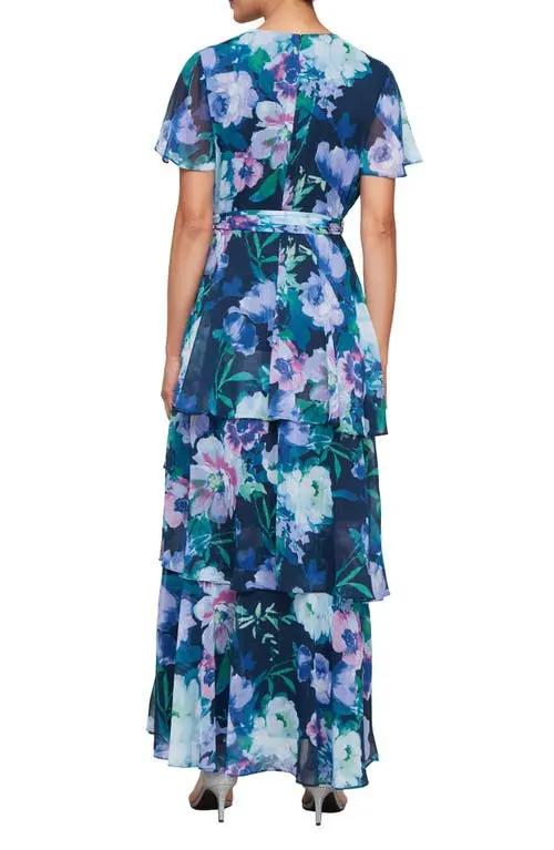 SL FASHIONS Floral Tiered Gown