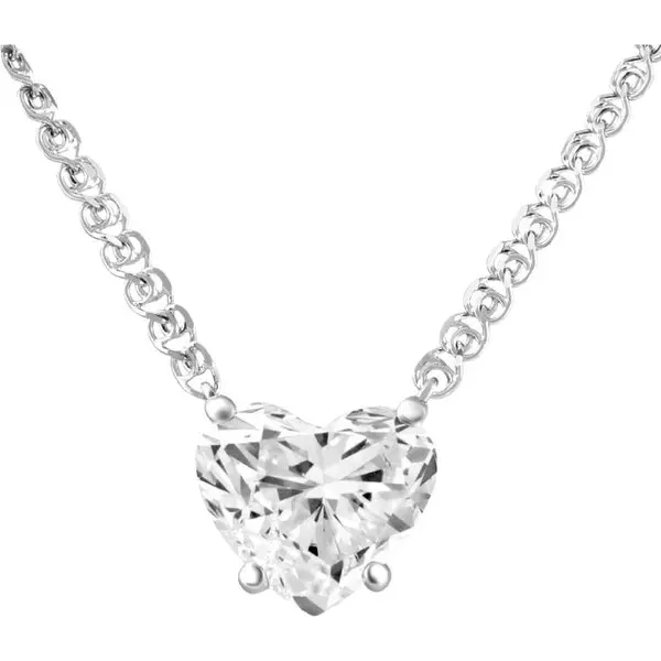 BLISS DIAMOND Certified 3ct Heart Solitaire Lab Grown Diamond Pendant Necklace In 14k Gold - 14k White Gold