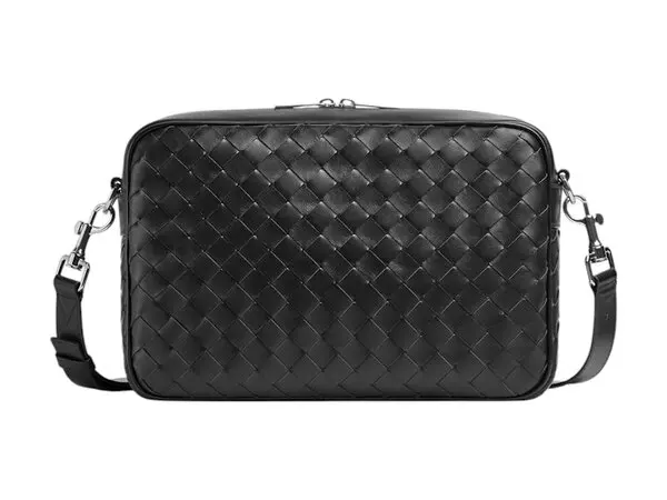 Bottega Veneta Camera Bag Medium Intrecciato - Black