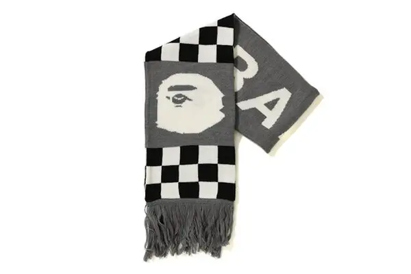 A BATHING APE Checker Knit Scarf - Black
