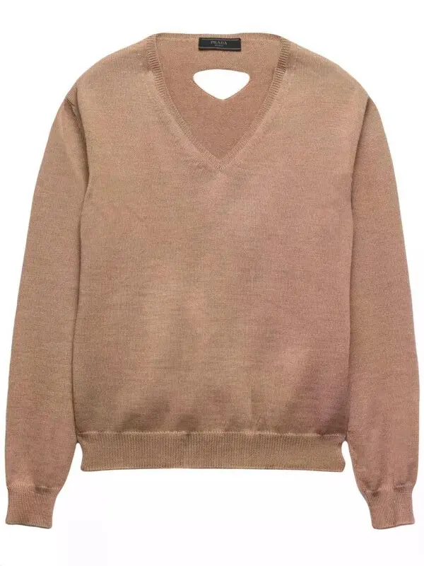 Prada Wool V-Neck Sweater - Brown | Editorialist