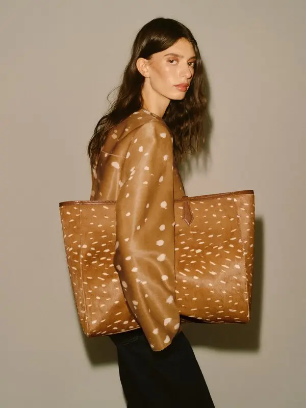 REFORMATION Sofia Leopard Print Tote - Brown