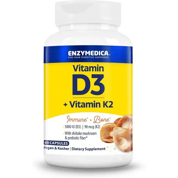 ENZYMEDICA Organic Vitamin D3+k2 60 Capsules - One-color