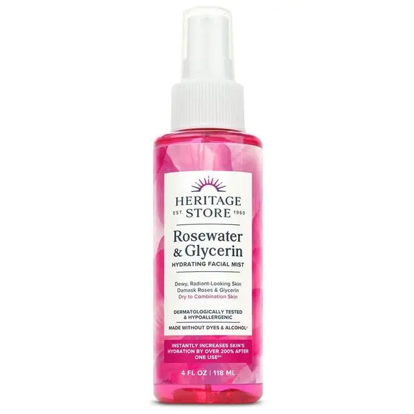 HERITAGE STORE Rosewater & Glycerin W/atomizer Spray 4 Ounces - One-color