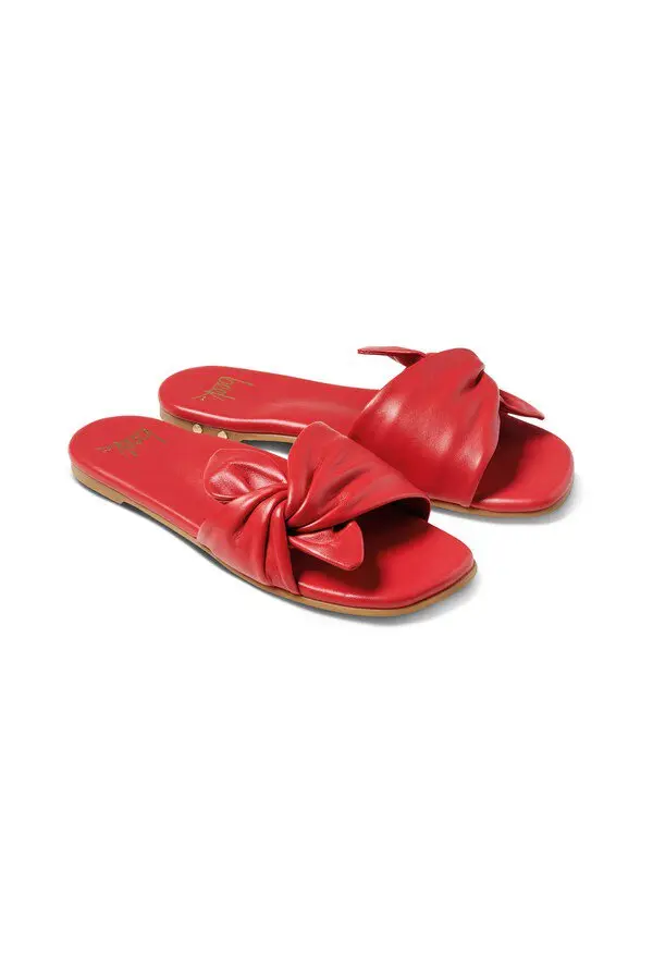 Beek Sweetbird Leather Slide Sandals - Red