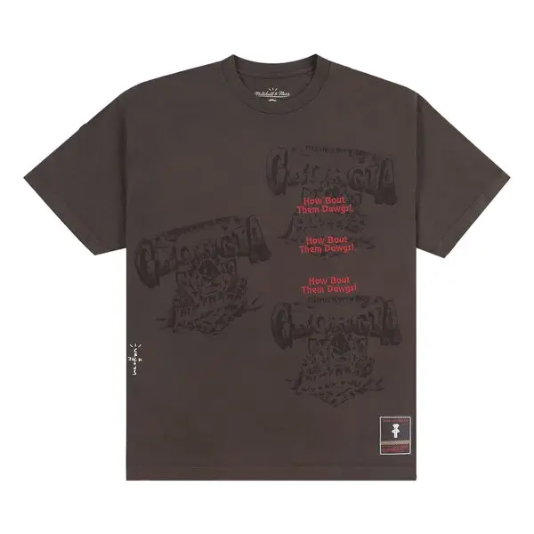 TRAVIS SCOTT X Mitchell & Ness University Of Georgia Seal Tee - Brown