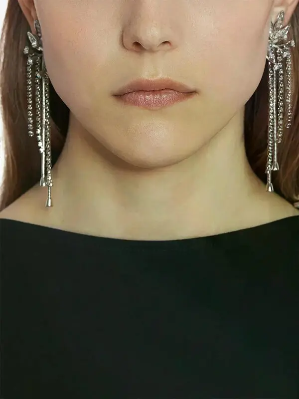 LANVIN Crystal-embellished Chandelier Earrings - Silver