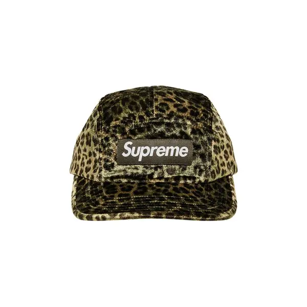 Supreme Leopard Velvet Camp Cap - Green