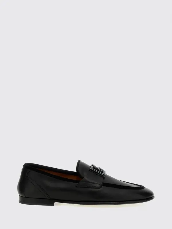 Dolce & Gabbana Leather Loafers With Dg Monogram - Black