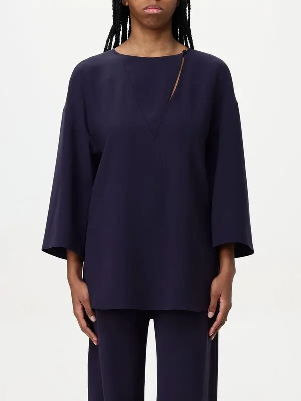 Emporio Armani V-neck Cutout" Blouse - Blue