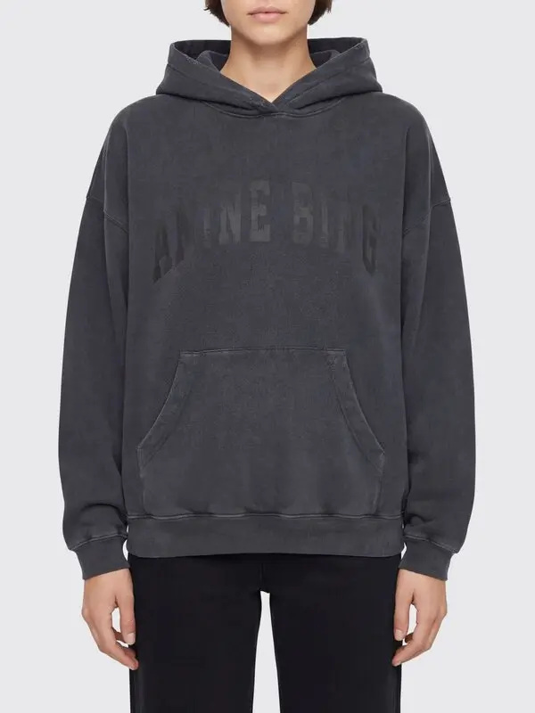 ANINE BING Cotton Hoodie With Logo - Black
